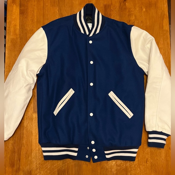 Holloway | Jackets & Coats | Nwot Blue And White Varsity Jacket Size ...
